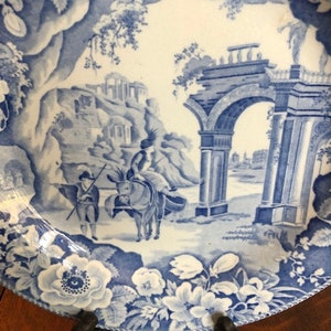 Antique Clews Staffordshire Romantic Ruins Blue Transferware Plate - Etsy