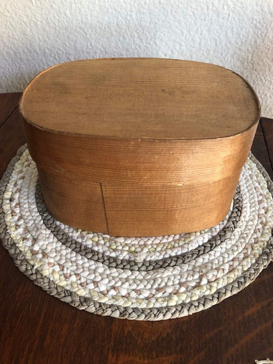 Vintage Covered Wooden Box, Paper Thin Wood Box Label Marked "100 Pes ...