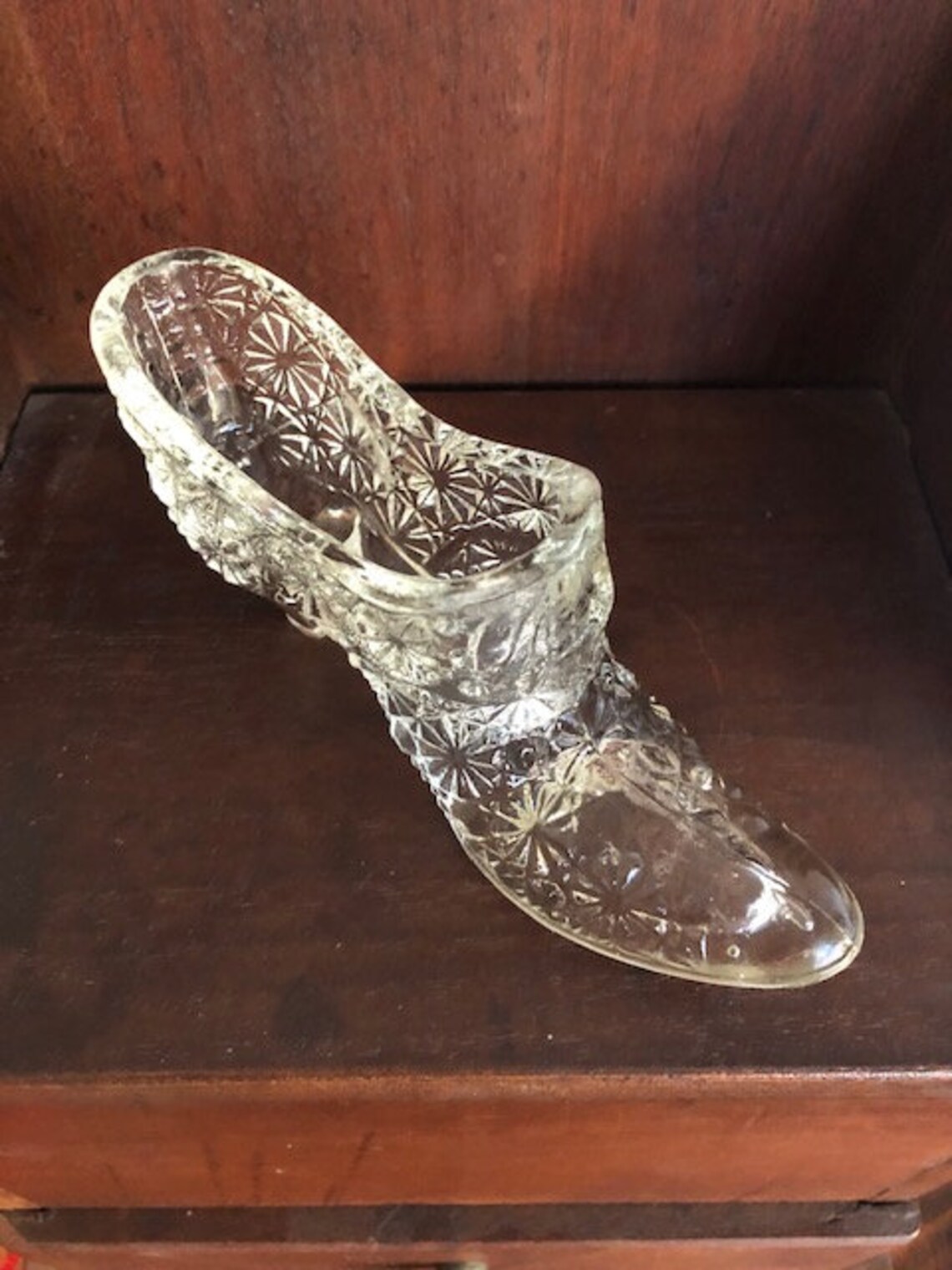 Vintage Daisy and Button Clear Glass Shoe, Glass Slipper - Etsy
