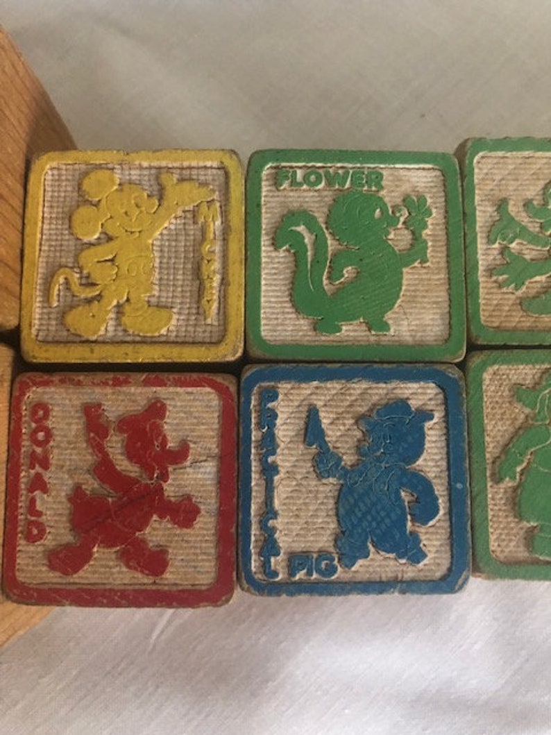 Vintage Disney Character Toy Alphabet Blocks With Large and | Etsy