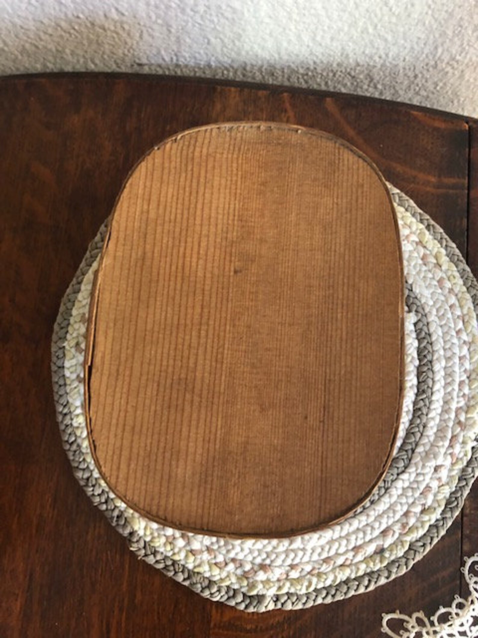 Vintage Covered Wooden Box, Paper Thin Wood Box Label Marked "100 Pes ...