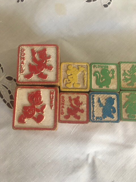 Vintage Disney Character Toy Alphabet Blocks With Large and Small ...
