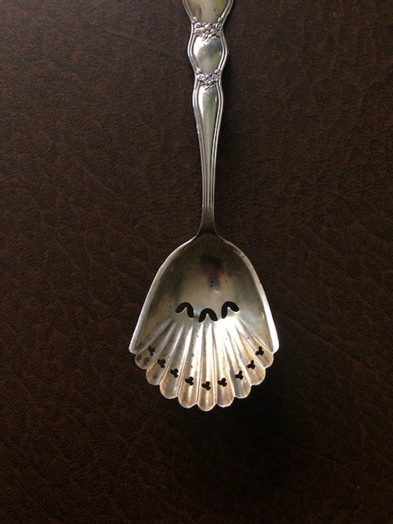 Antique Sterling Silver Mint or Bon Bon Spoon With Cut Outs in Gold ...