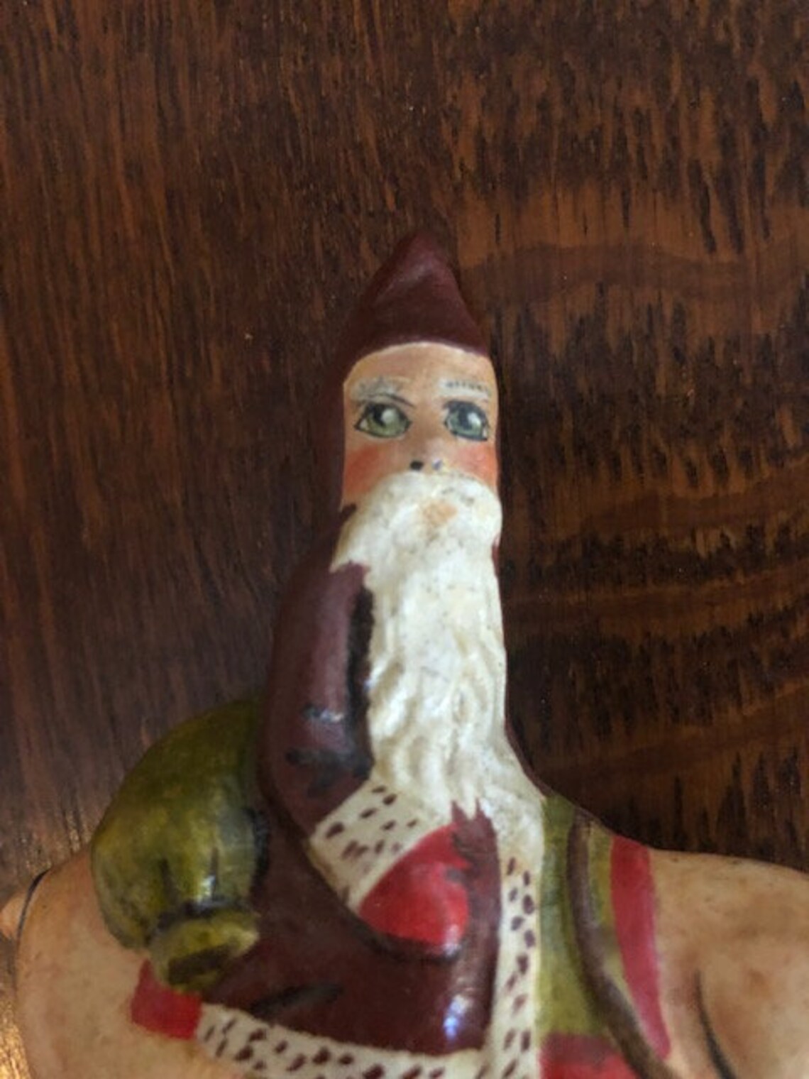 Vintage Vaillancourt Folk Art Chalkware Santa on a Pig Marked - Etsy