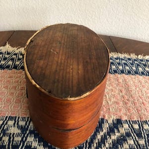 Antique Primitive Wood Butter Box, Oval With Laced Fingers Sewn Joints ...