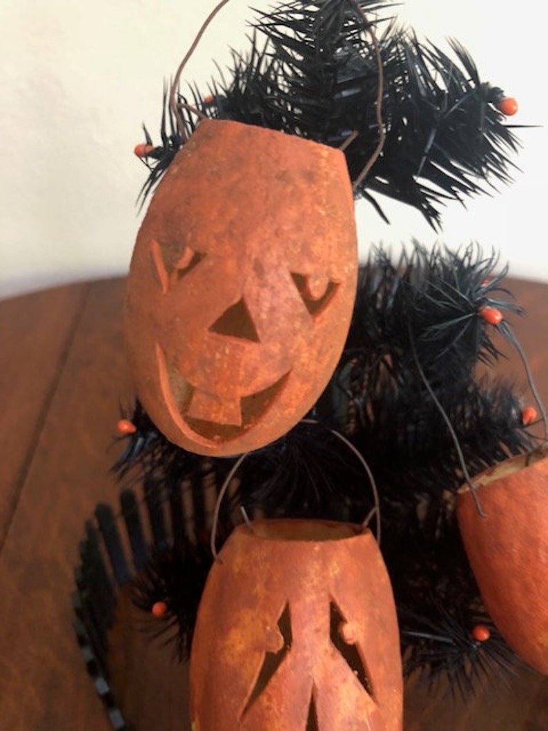 Vintage Halloween Feather Tree Carved Jack O'lantern | Etsy