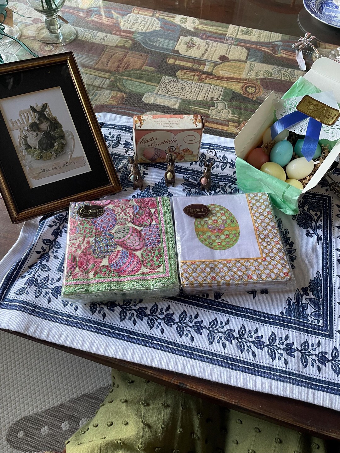 Vintage Easter Bundle: Framed Easter Card, 7 Mini Egg Candles, 40 ...