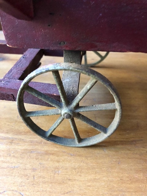 Vintage Red Hay Wagon Wooden Farm Toy With Metal Wheels. | Etsy