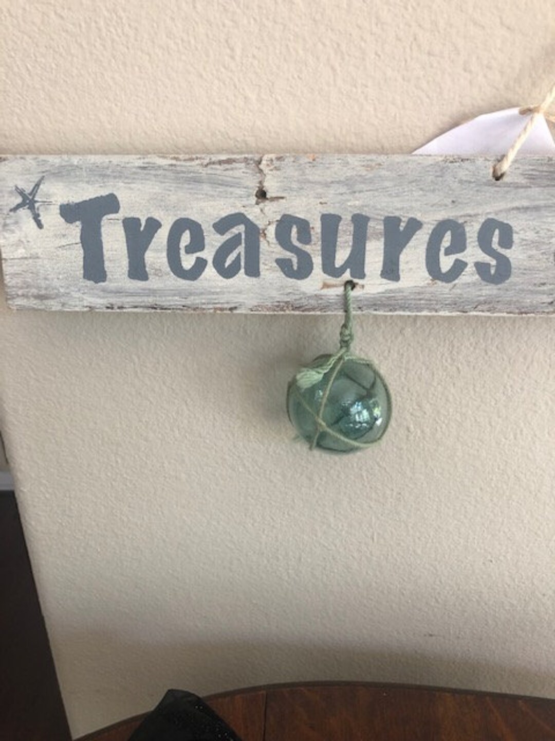 Treasures of the Sea Hand-stenciled Sign With Glass Float, Made From ...