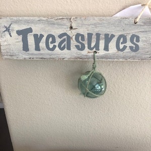 Treasures of the Sea Hand-stenciled Sign With Glass Float, Made From ...