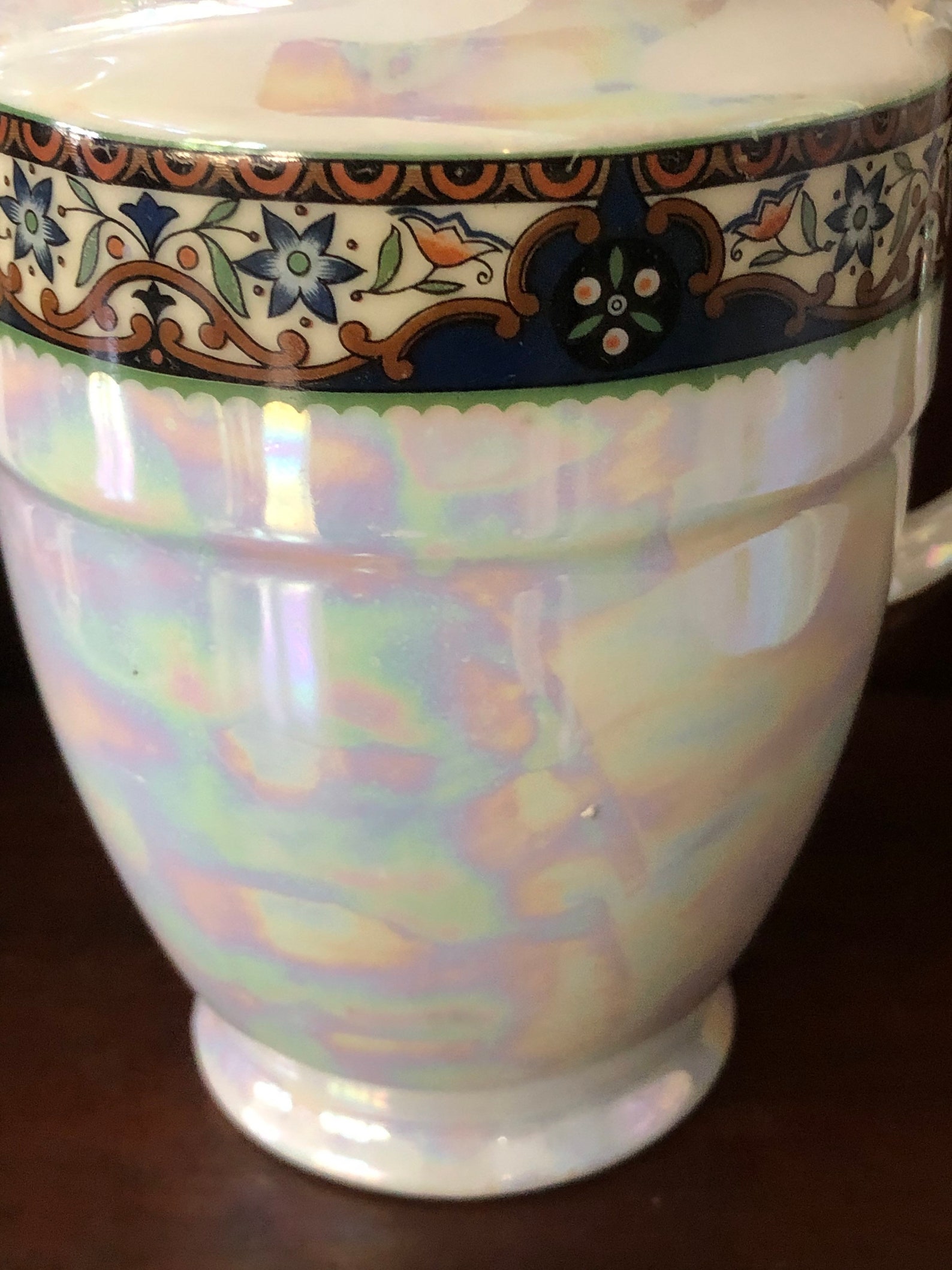 Vintage Opalescent Lusterware Creamer With Gold Trim Marked | Etsy
