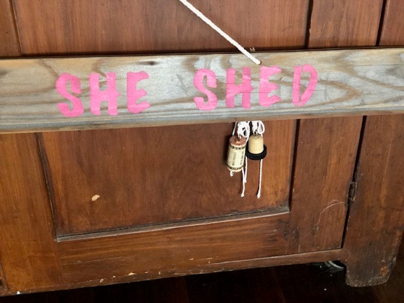 He Shed She Shed Sign Hand Stenciled on Reclaimed Redwood Fence - Etsy