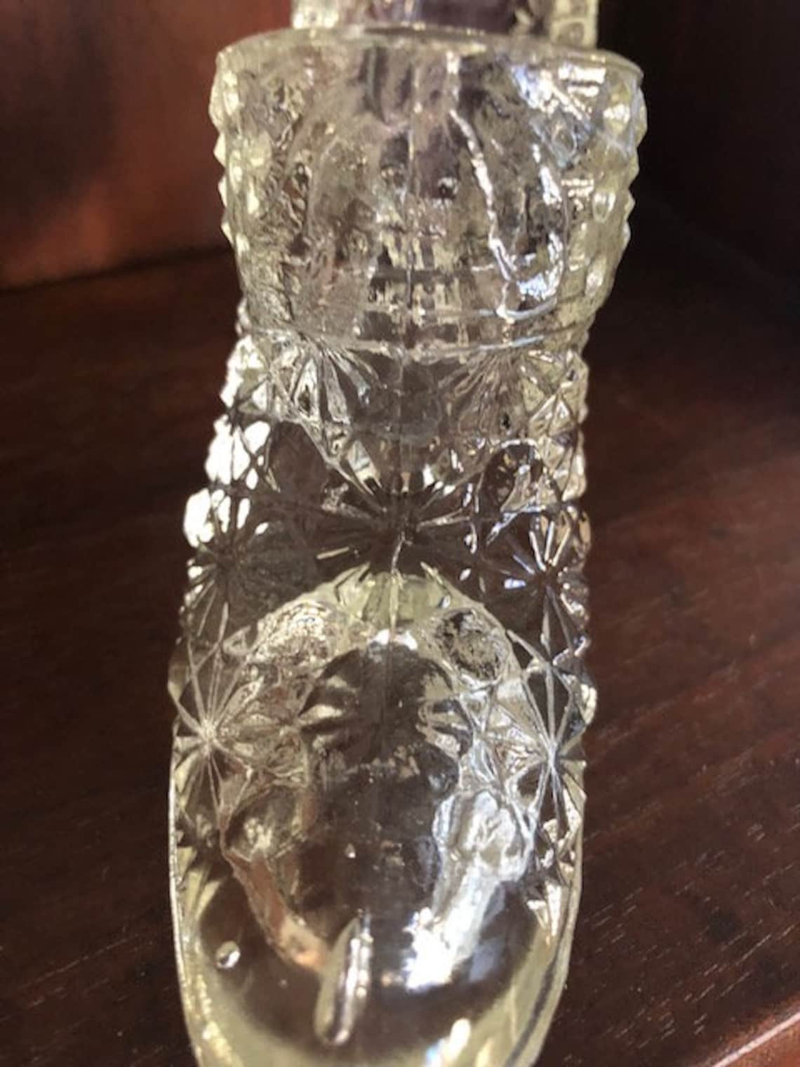 Vintage Daisy and Button Clear Glass Shoe, Glass Slipper - Etsy