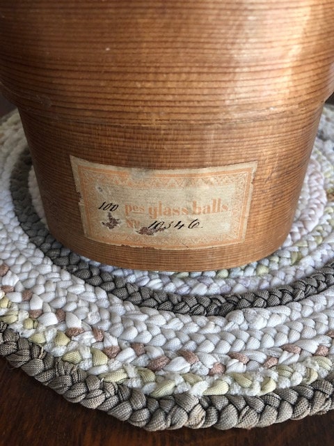 Vintage Covered Wooden Box, Paper Thin Wood Box Label Marked "100 Pes ...