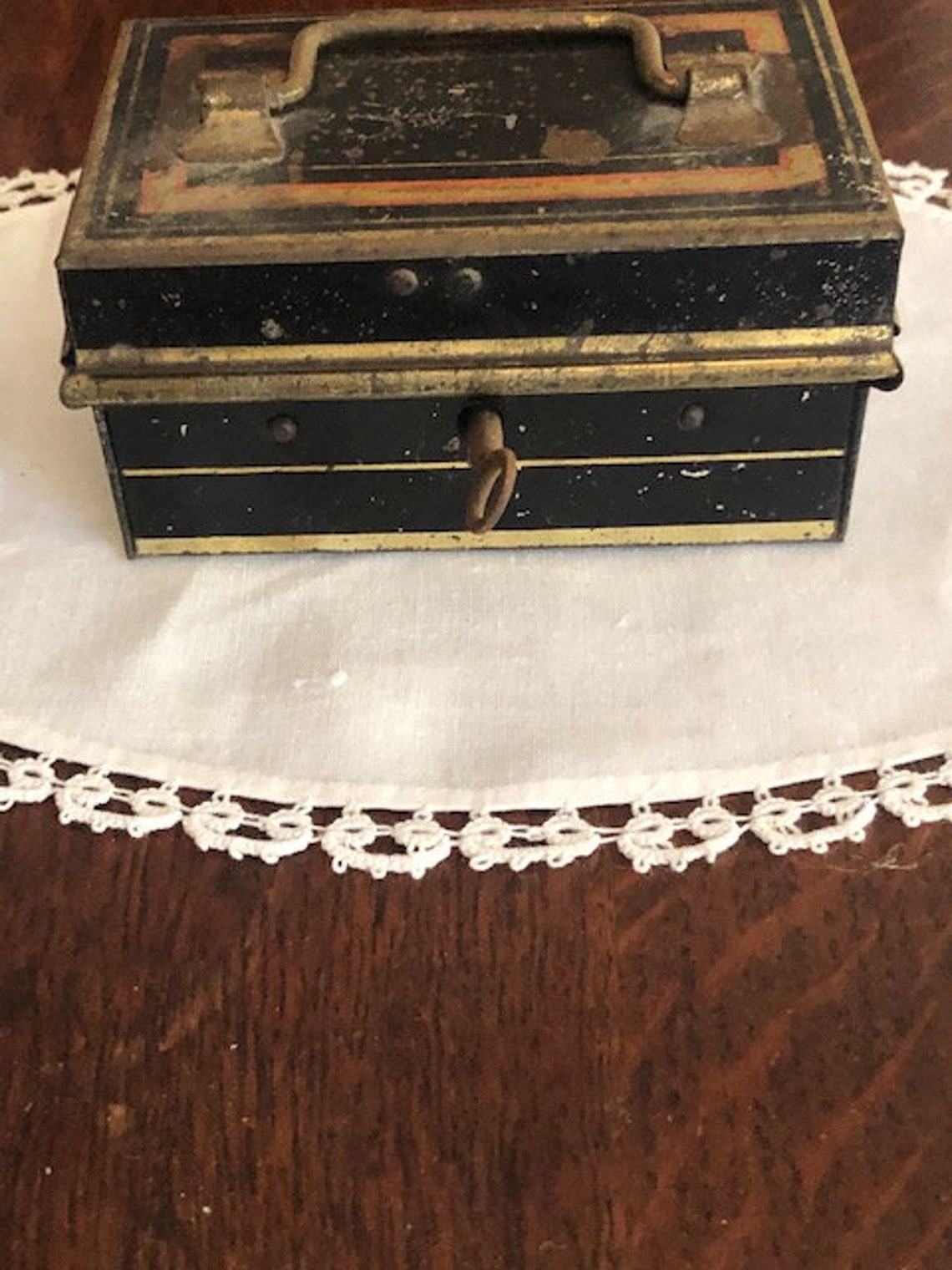 Antique Metal Deed Box With Key Marked english - Etsy