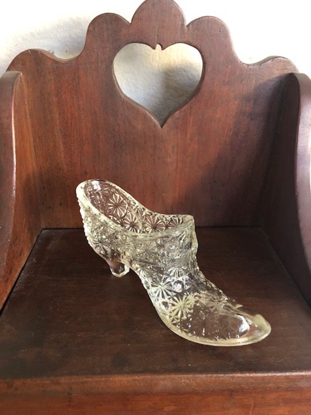 Vintage Daisy and Button Clear Glass Shoe, Glass Slipper - Etsy
