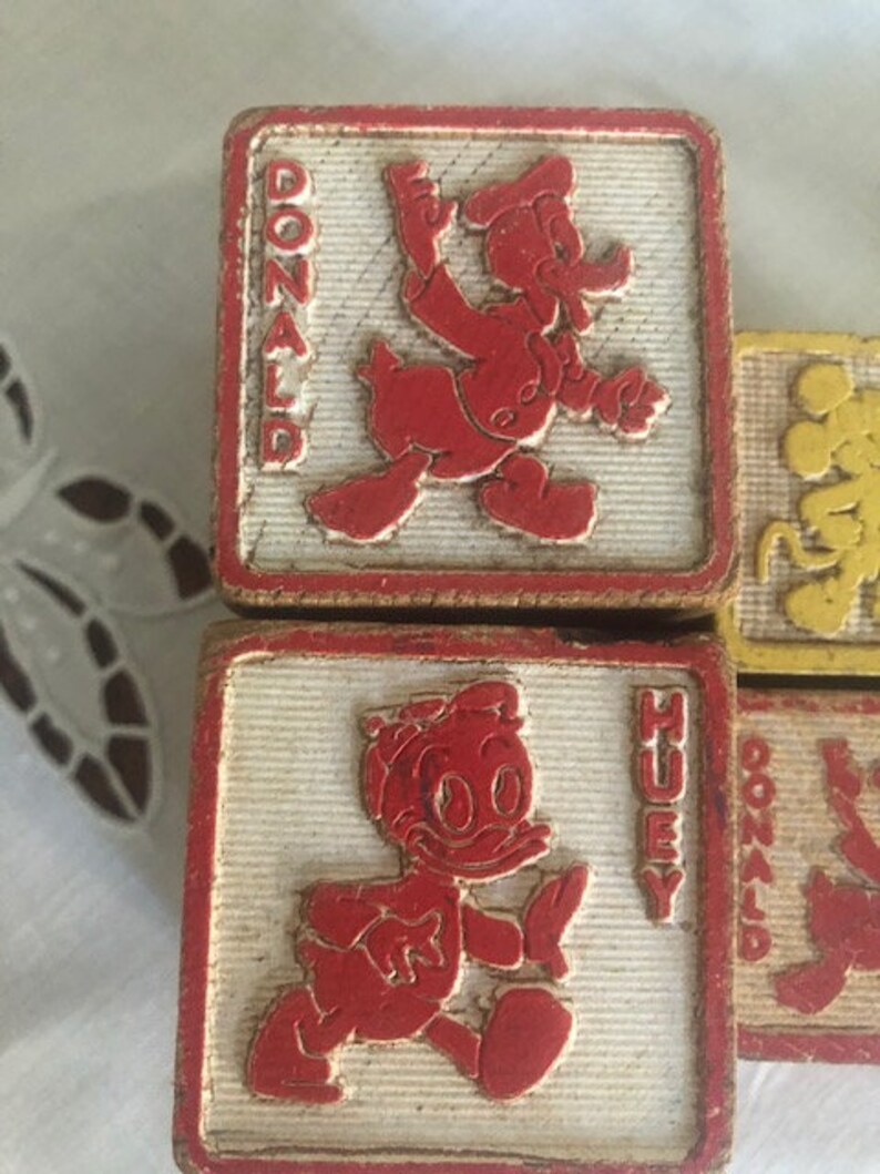 Vintage Disney Character Toy Alphabet Blocks With Large and Small ...