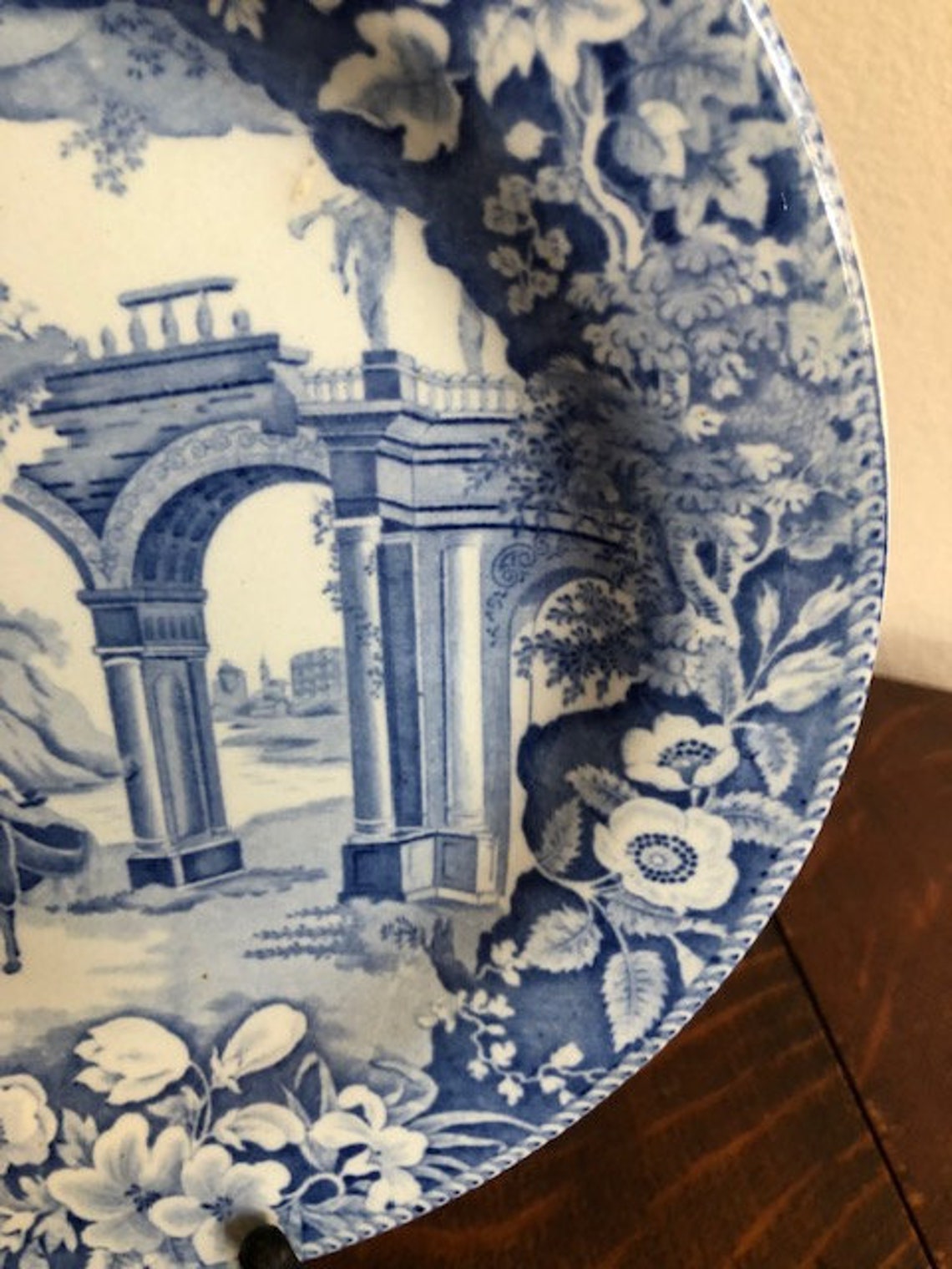 Antique Clews Staffordshire Romantic Ruins Blue Transferware | Etsy