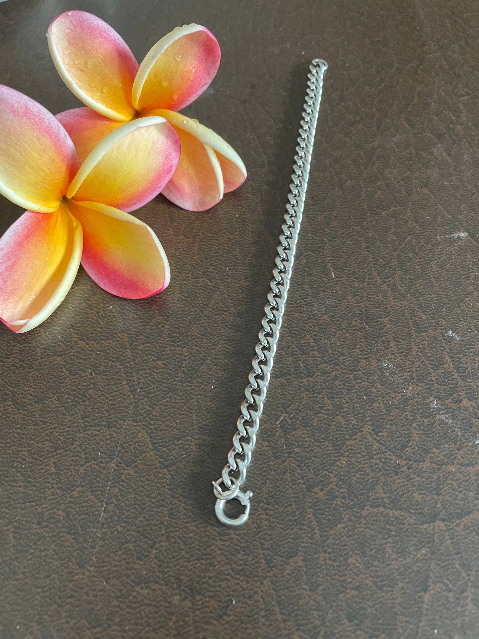 Vintage ID Bracelet Chain, 7.25" Metal Wrist Chain Made in Germany ...