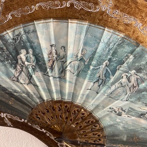 Vintage Italian Victorian Fan Wall Decor Mounted on Gold Wood Back ...