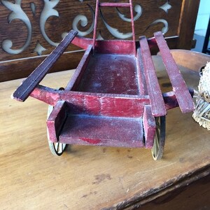 Vintage Red Hay Wagon, Wooden Farm Toy With Metal Wheels. Horse Drawn ...