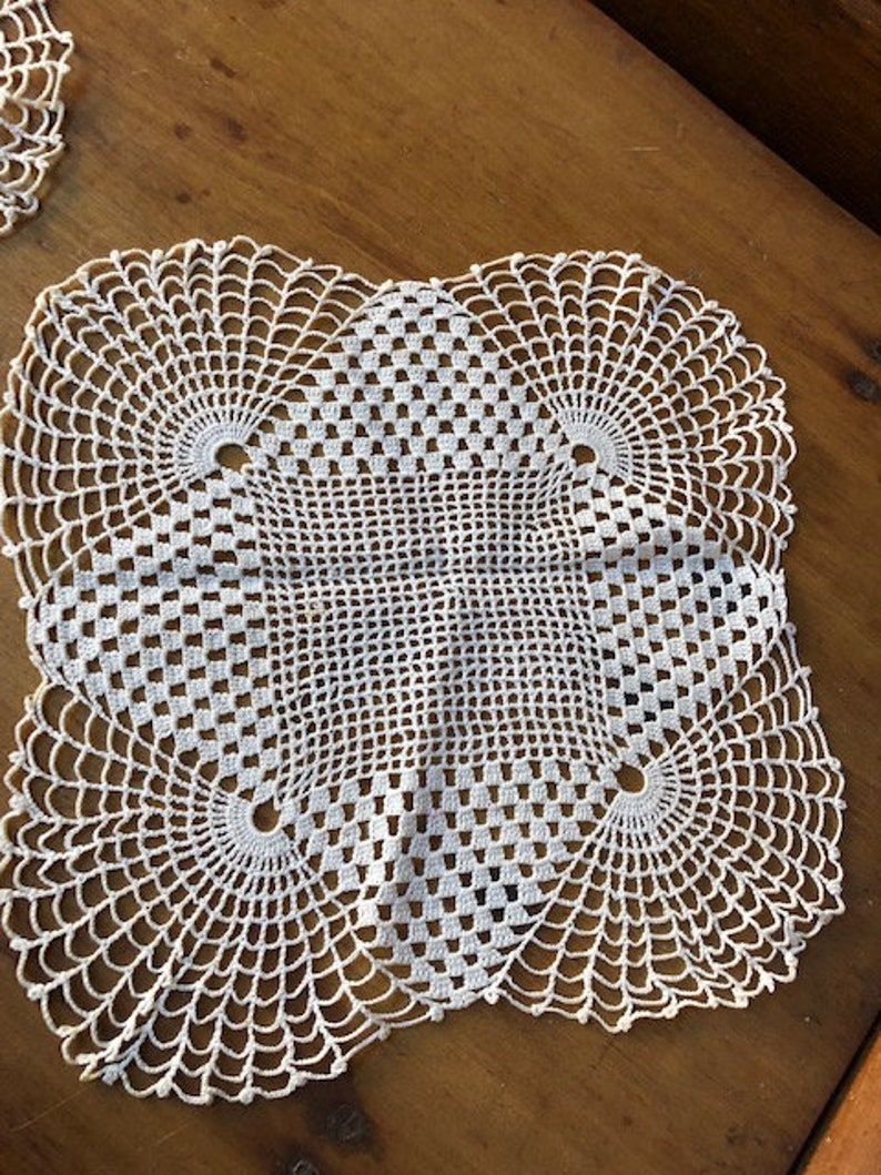 Vintage Handmade Doilies Two Beautiful Table Linens - Etsy