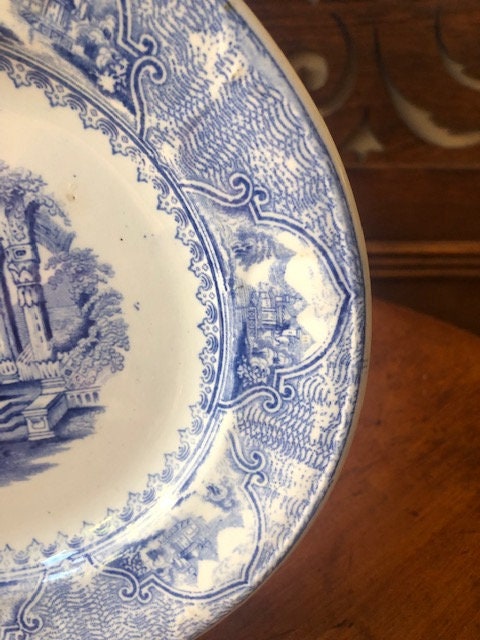 Antique Castle Scenery Blue Transferware Plate by Jacob | Etsy