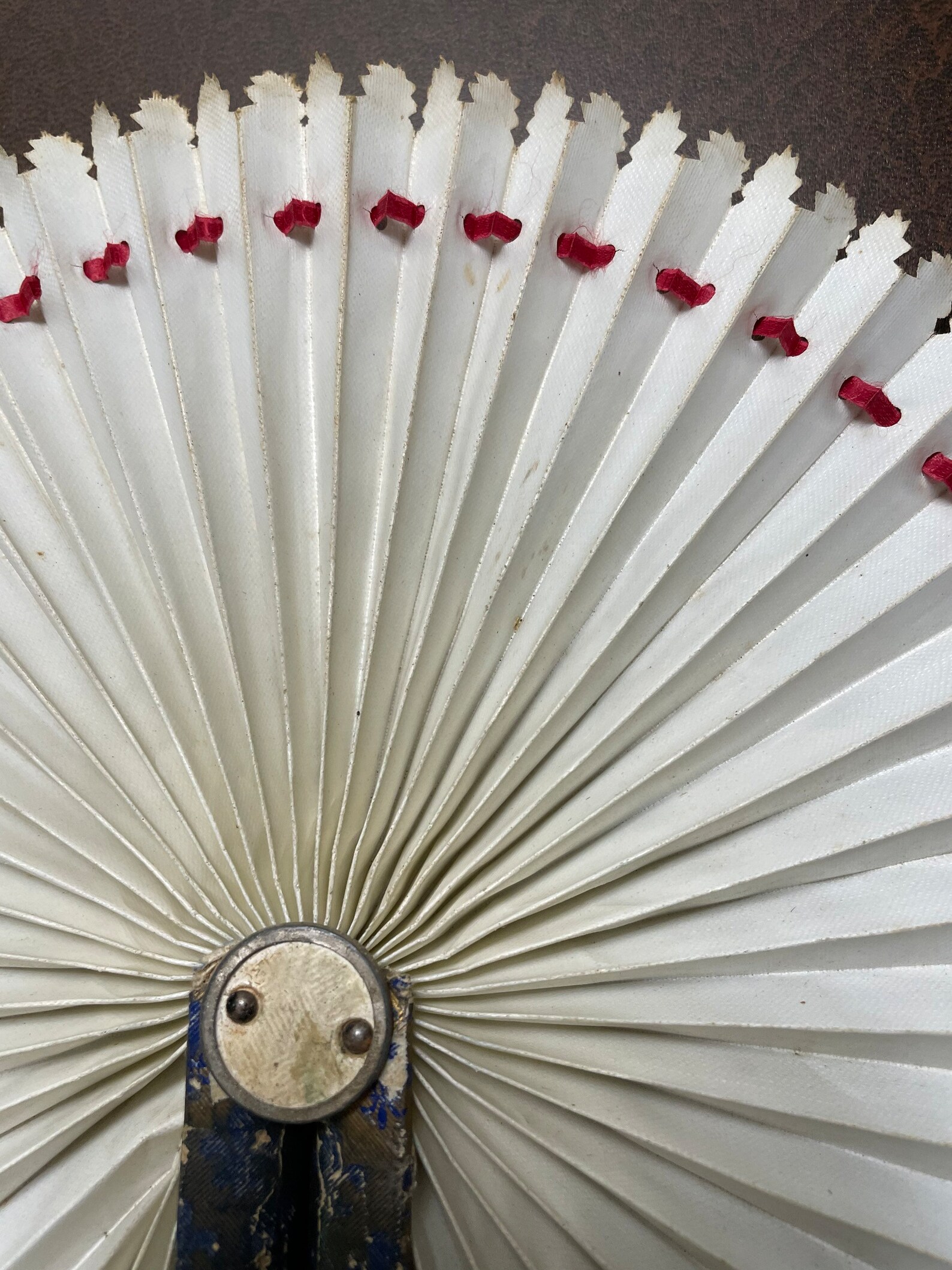 Antique Victorian Folding Round Hand Fan With Paper Fan, Red Velvet ...