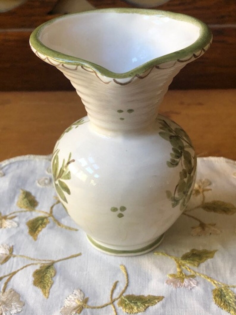 Vintage Hand Painted Miniature Pitcher With Olive Green Tree and Leaves ...