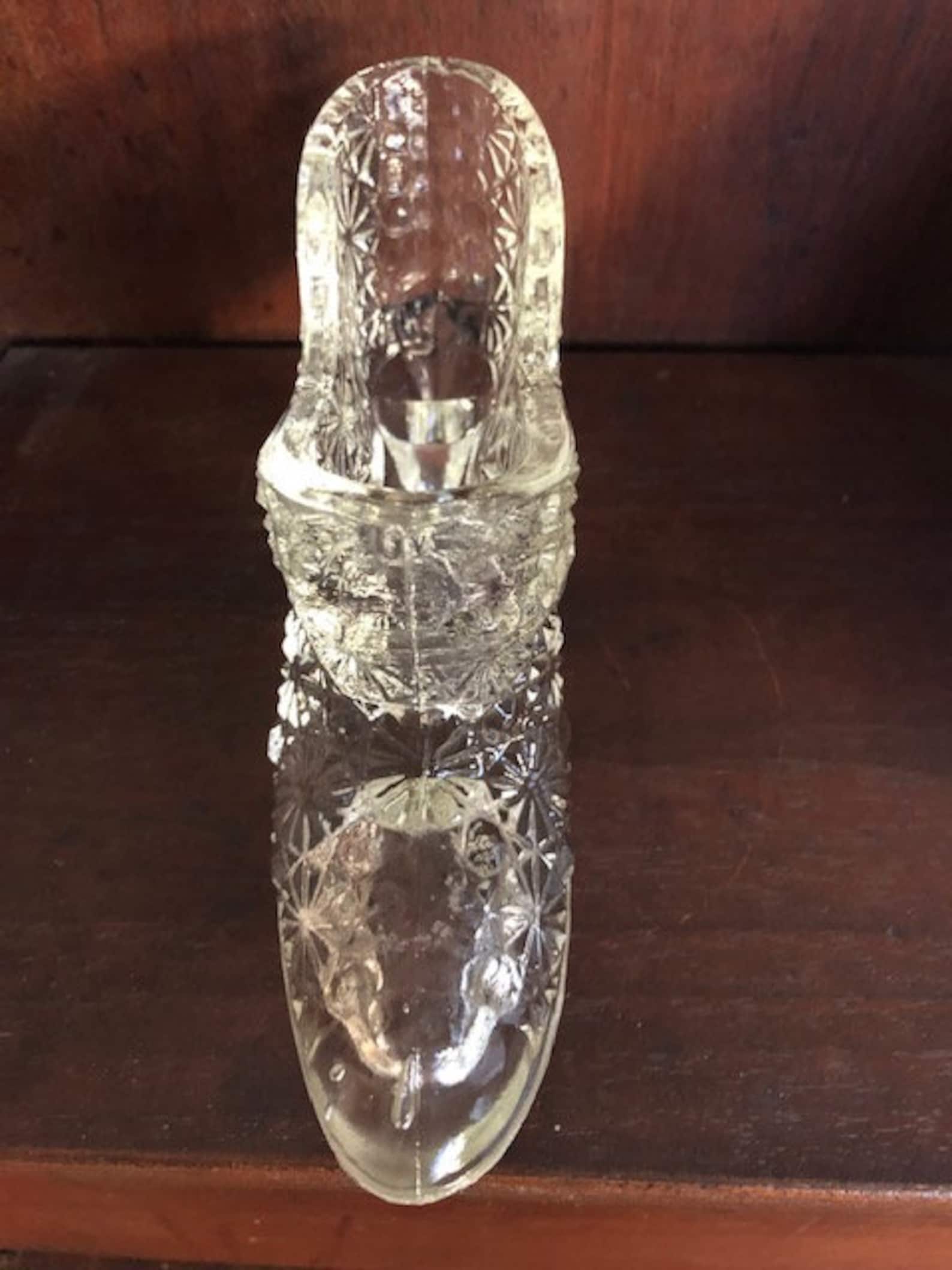 Vintage Daisy and Button Clear Glass Shoe, Glass Slipper - Etsy