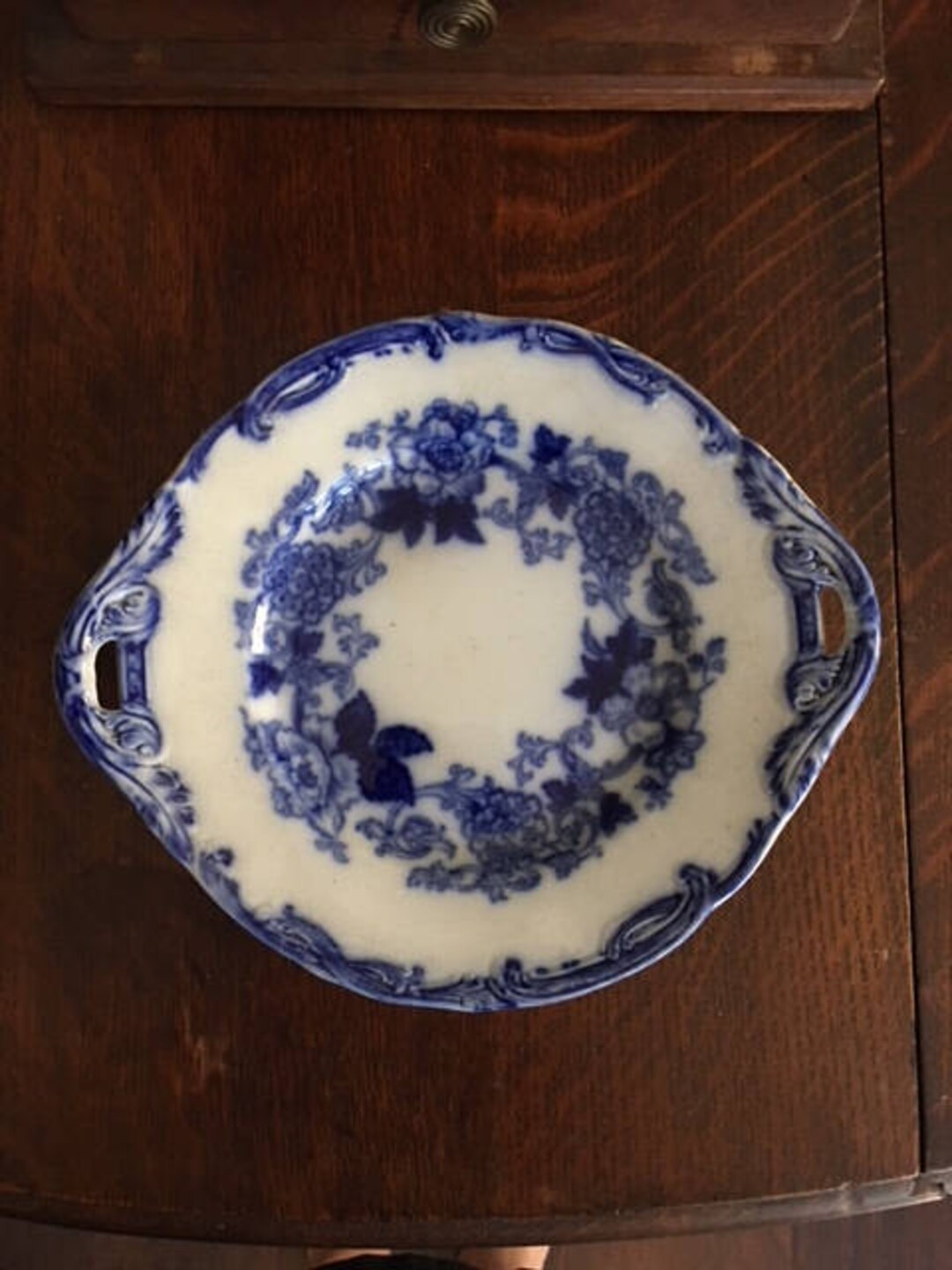 Antique Clews Flow Blue Serving Plate With Handles - Etsy