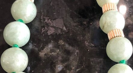 Vintage Green Jade Beaded Necklace 24 Jade and 14K Gold | Etsy