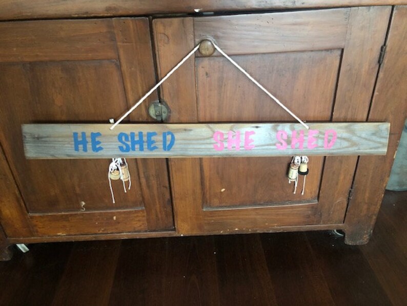 He Shed She Shed Sign Hand Stenciled on Reclaimed Redwood Fence - Etsy