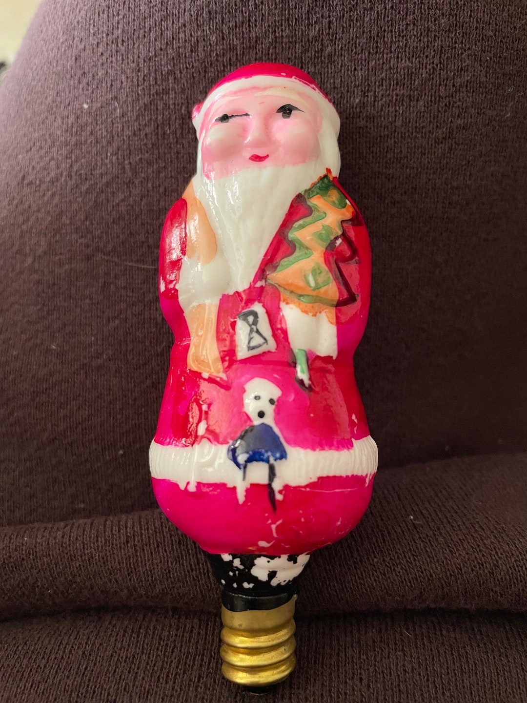 Vintage Figural Milk Glass Bulb, 4" Saint Nicholas Winking Santa With ...