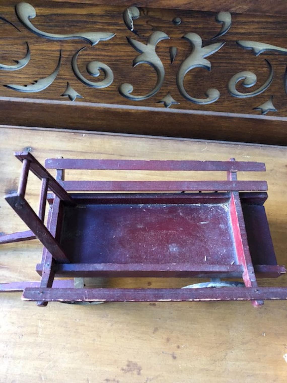 Vintage Red Hay Wagon Wooden Farm Toy With Metal Wheels. | Etsy