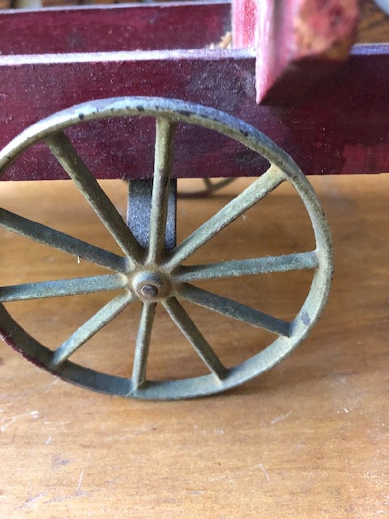 Vintage Red Hay Wagon Wooden Farm Toy With Metal Wheels. - Etsy