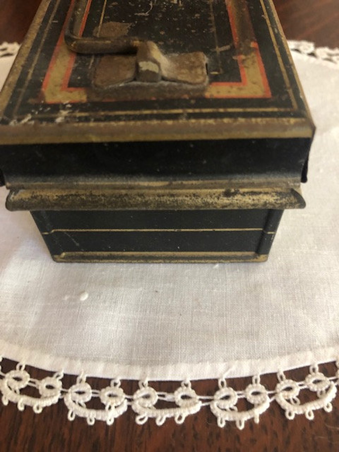 Antique Metal Deed Box With Key Marked english - Etsy