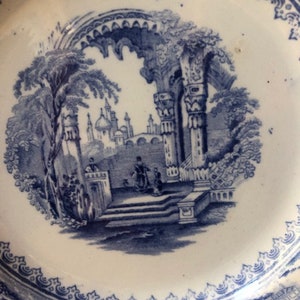 Antique Castle Scenery Blue Transferware Plate by Jacob Furnival PG Co ...