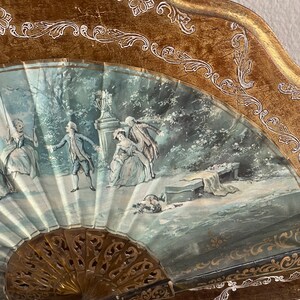 Vintage Italian Victorian Fan Wall Decor Mounted on Gold Wood Back ...