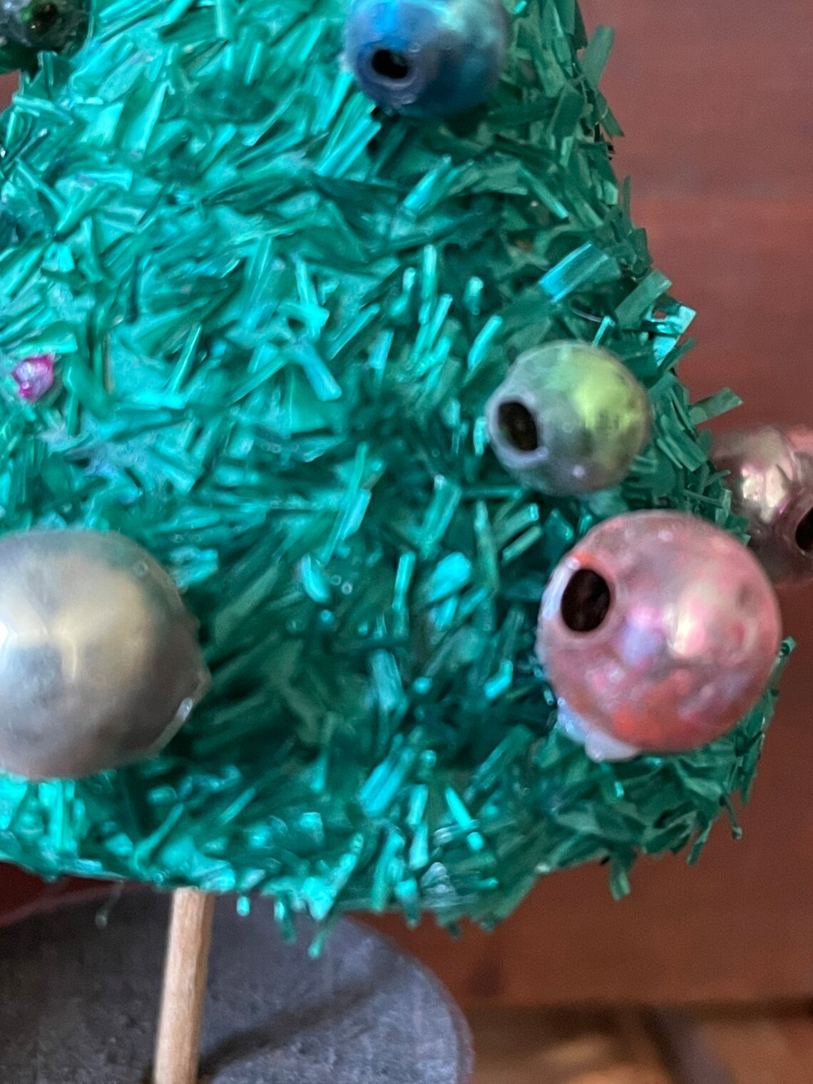 Vintage Paper Mache Trees With Glass Ornaments Flecked With - Etsy