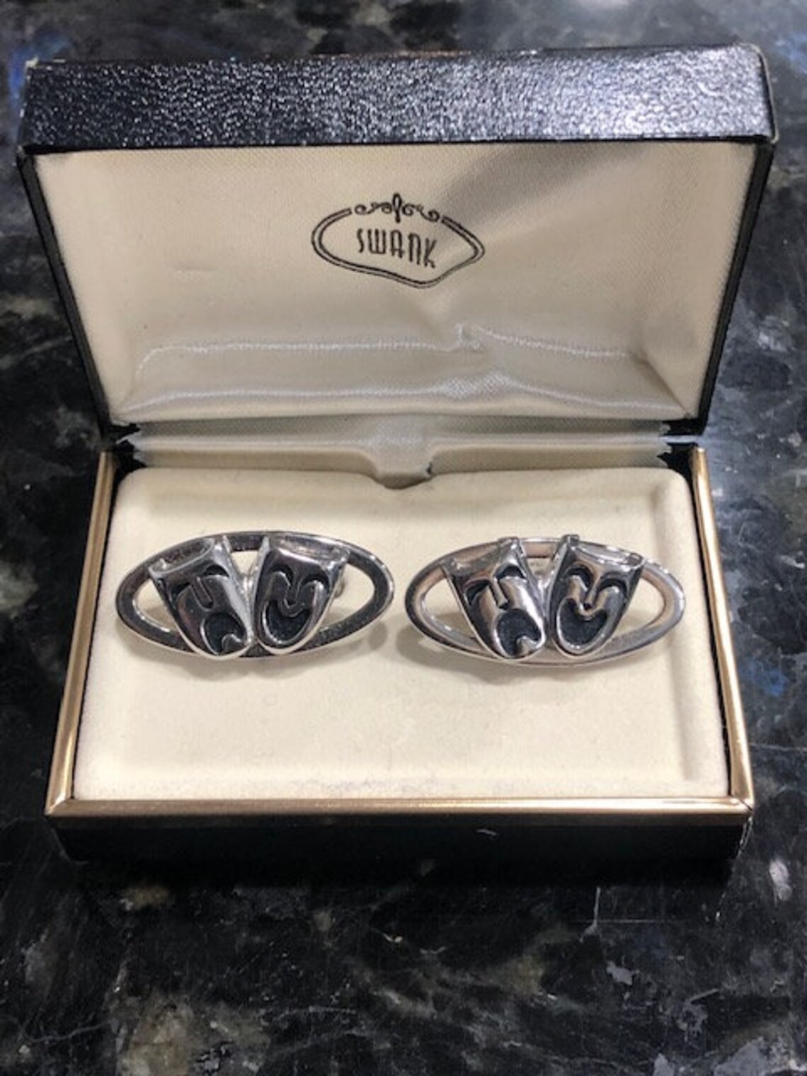 Vintage Symbol of the Arts Masks Swank Cuff Links in Silver | Etsy