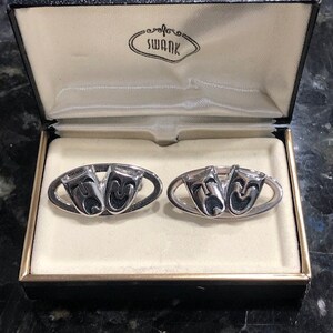 Vintage Symbol of the Arts Masks Swank Cuff Links in Silver Tone ...