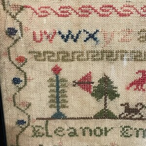 Antique Sampler, Hand Stitched Needlework by Eleanor Emma Crew, at Age ...