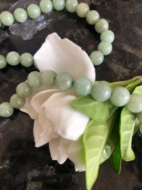 Vintage Green Jade Beaded Necklace 24 Jade and 14K Gold | Etsy