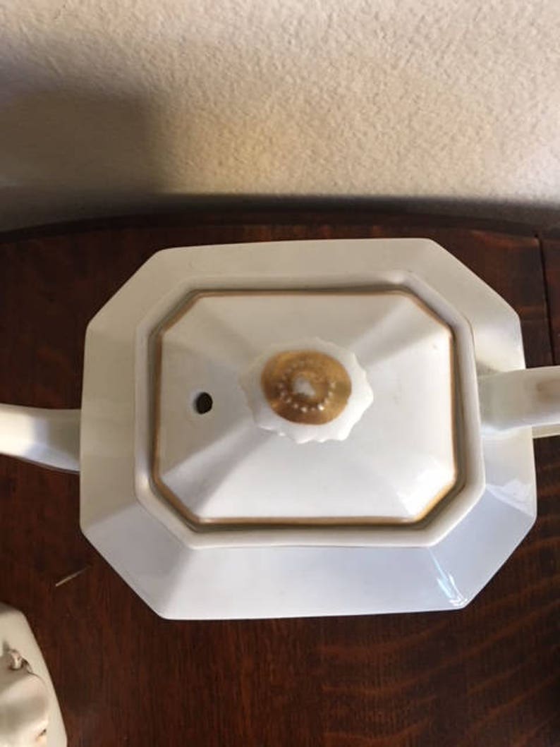 Antique Tea Set Large Tea Pot Creamer and Sugar Bowl. Gold | Etsy