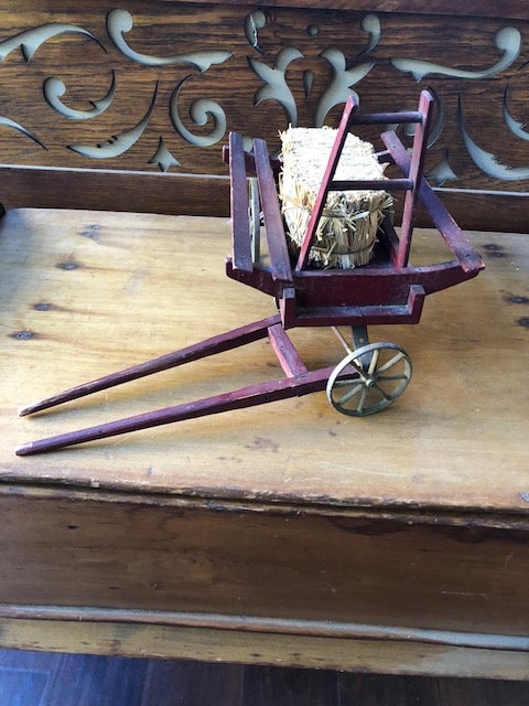 Vintage Red Hay Wagon Wooden Farm Toy With Metal Wheels. | Etsy
