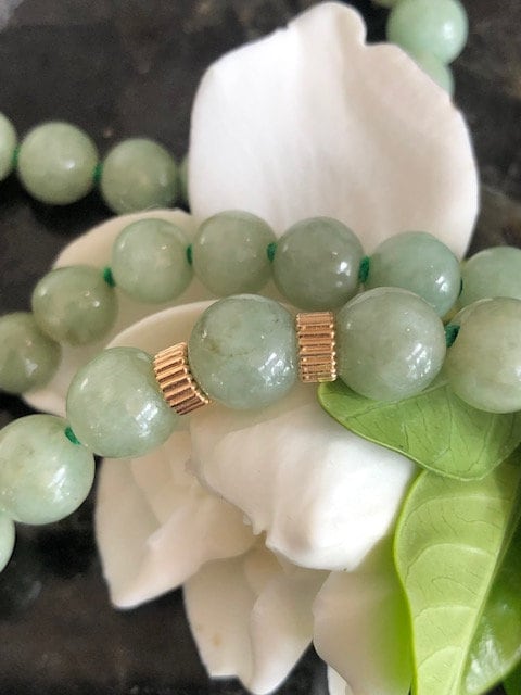 Vintage Green Jade Beaded Necklace 24 Jade and 14K Gold | Etsy