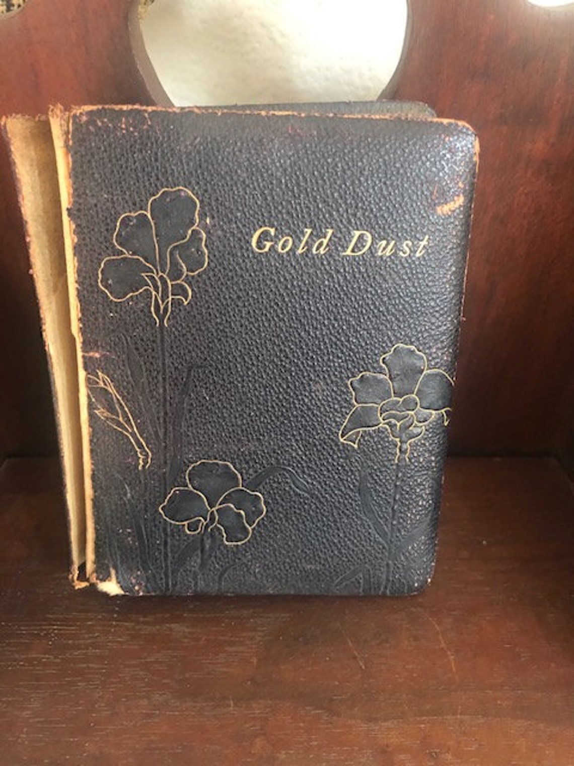 Antique Gold Dust Book, Leather Cover With Gold Embossing, Translated ...