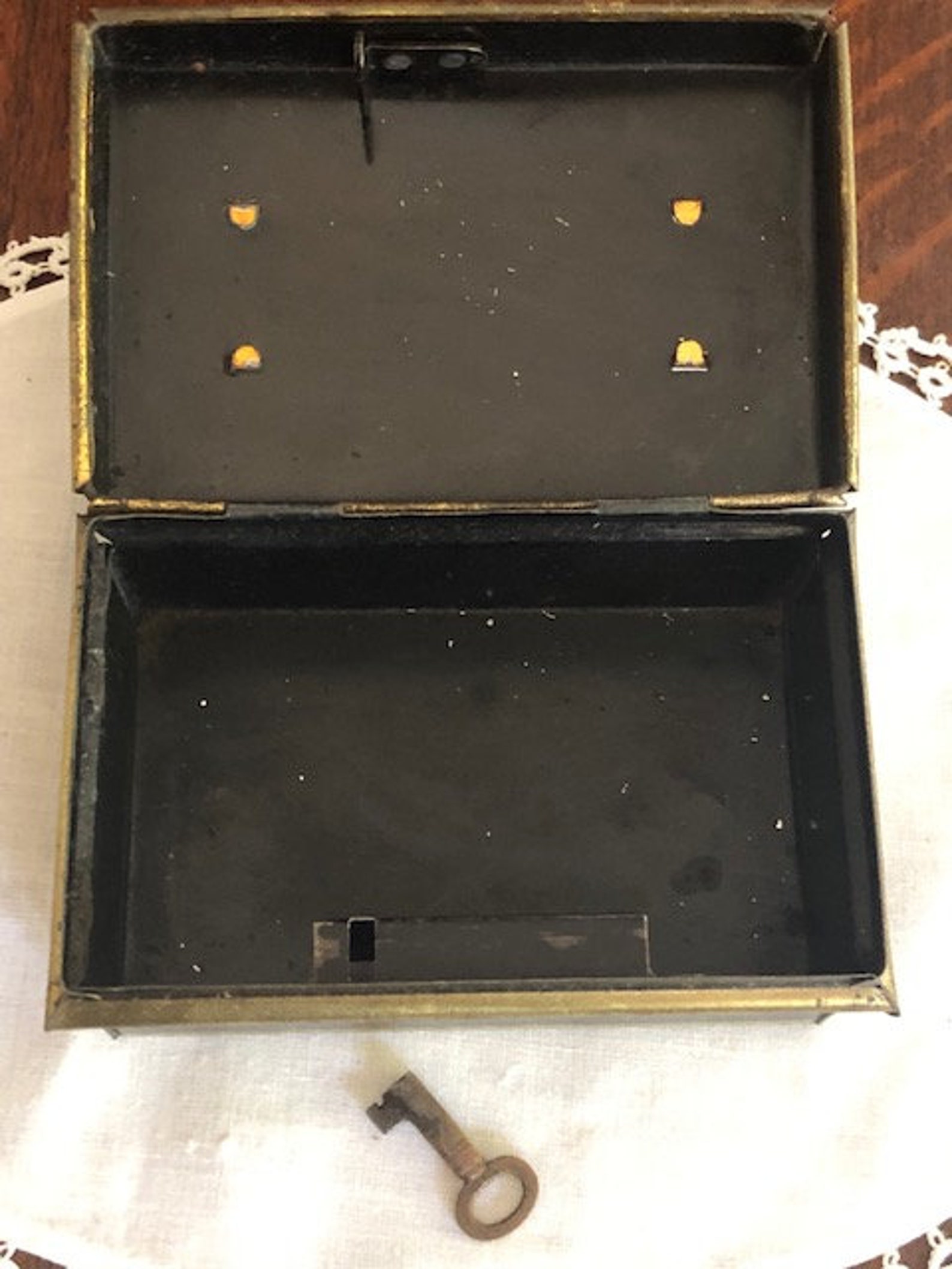 Antique Metal Deed Box With Key, Marked "english Make", Circa 1800's - Etsy