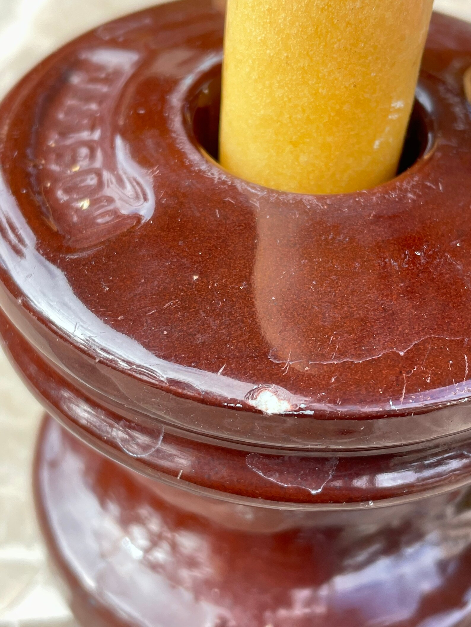 Vintage Brown Glazed Spool Joslyn Insulator, Approximately 3" Tall ...